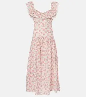 Rixo Eugene Floral Cotton Midi Dress