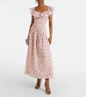 Rixo Eugene Floral Cotton Midi Dress