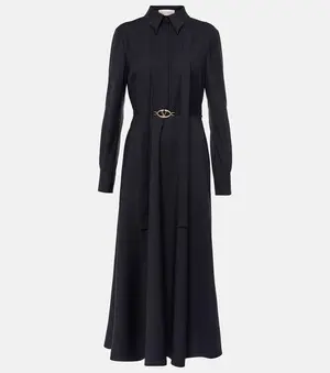 Valentino Garavani Belted Wool-blend Midi Dress