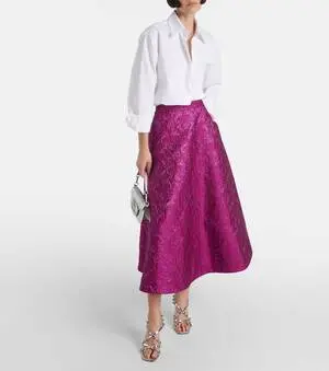 Valentino Garavani Floral Brocade Midi Skirt