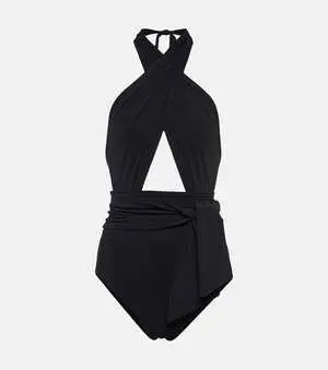 KARLA COLLETTO Cutout Halterneck Swimsuit - Black