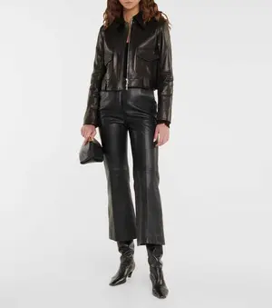 Khaite Cordelia Cropped Leather Jacket