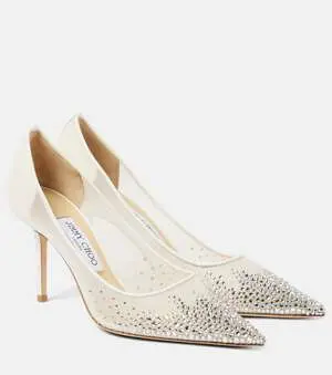 JIMMY CHOO Love 85 Crystal-embellished Pumps - White