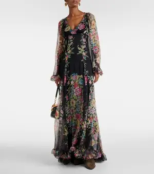 Etro Floral Silk Chiffon Gown