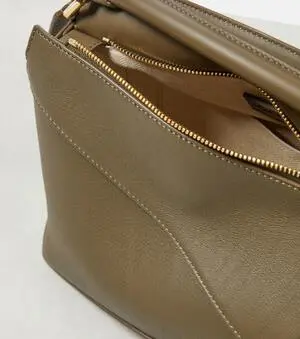 Loewe Puzzle Edge Small Leather Top-handle Bag - Green