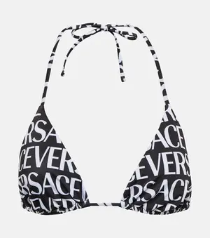 Versace Logo Bikini Top - Black