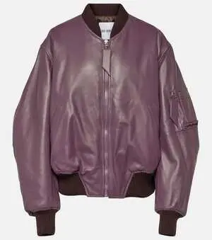 Attico Anja Leather Bomber Jacket