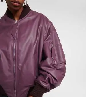 Attico Anja Leather Bomber Jacket