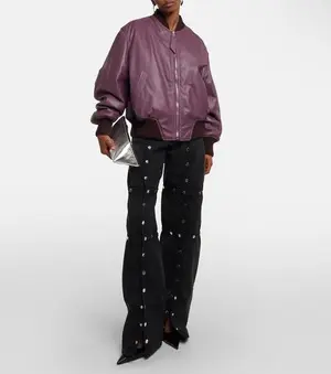 Attico Anja Leather Bomber Jacket