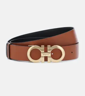 FERRAGAMO Gancini Reversible Leather Belt - Brown