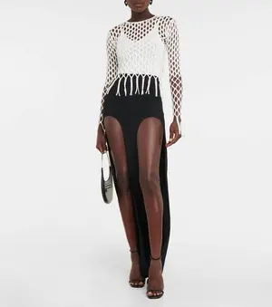 DION LEE Fringed Fishnet Top