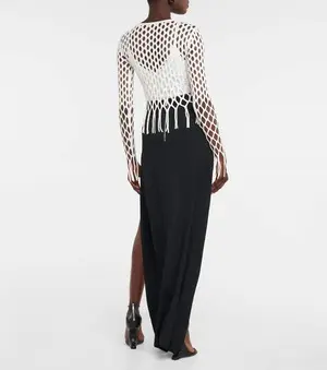 DION LEE Fringed Fishnet Top
