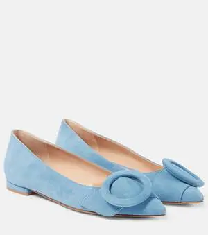 GIANVITO ROSSI Venezia Suede Ballet Flats - Blue