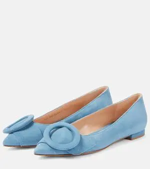 GIANVITO ROSSI Venezia Suede Ballet Flats - Blue
