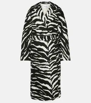 Alaïa Zebra-print Denim Trench Coat