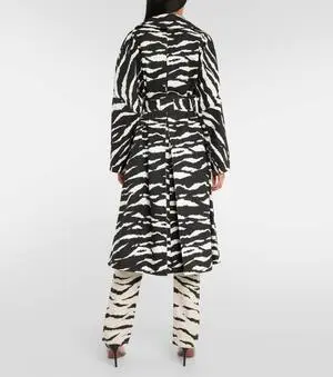 Alaïa Zebra-print Denim Trench Coat