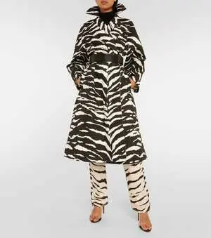 Alaïa Zebra-print Denim Trench Coat