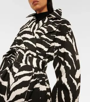 Alaïa Zebra-print Denim Trench Coat