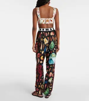 Dolce & Gabbana Capri Printed Silk Satin Pants