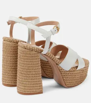 GIANVITO ROSSI Leather Platform Raffia Sandals