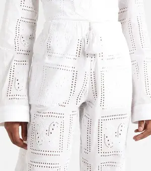 Tory Burch Broderie Anglaise Cotton Cropped Pants