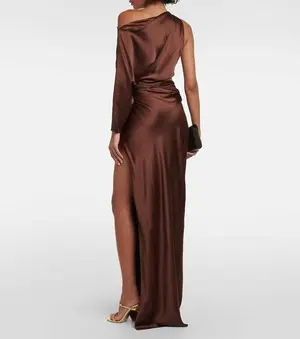 THE SEI Draped One-shoulder Gown - Brown