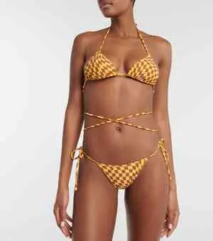 TROPIC OF C Praia Checked Bikini Top