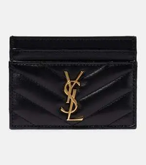 Saint Laurent Cassandre Matelasse Leather Card Holder - Black