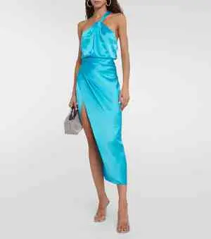 THE SEI Silk Midi Skirt