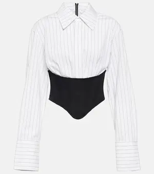 DION LEE Corset Striped Shirt