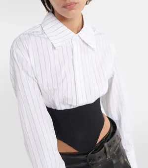 DION LEE Corset Striped Shirt