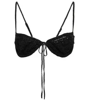 Magda Butrym Crocheted Cotton-blend Bra - Black