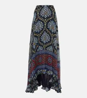 Etro Paisley Silk Jacquard Maxi Skirt - Blue