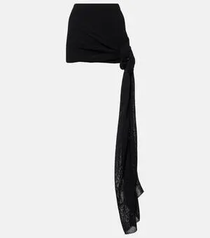 AYA MUSE Draped Cotton-blend Miniskirt - Black