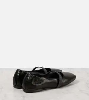 Brunello Cucinelli Monili Leather Mary Jane Flats