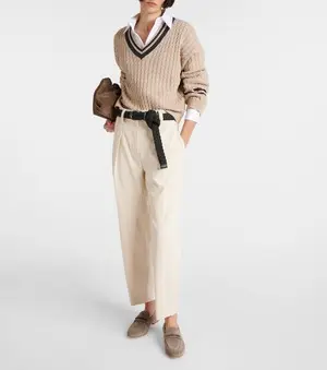 Brunello Cucinelli Gabardine High-rise Straight Pants
