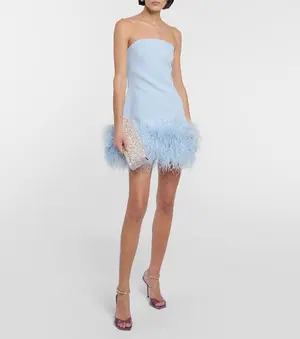 Safiyaa Feather-trimmed Mini Dress