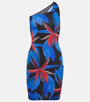 LOUISA BALLOU Plunge One-shoulder Minidress - Multicoloured