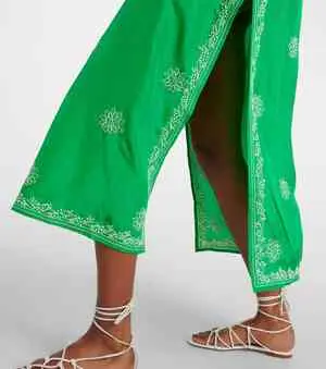 JULIET DUNN Embroidered Silk Kaftan - Green