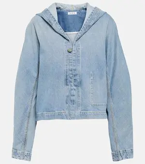 Alaïa Cropped Hooded Denim Jacket