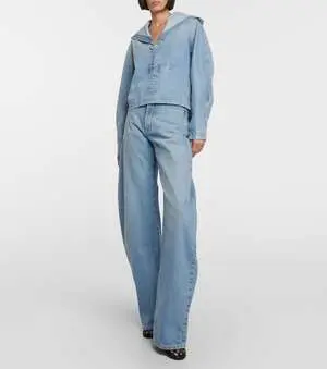 Alaïa Cropped Hooded Denim Jacket
