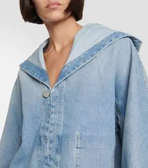 Alaïa Cropped Hooded Denim Jacket