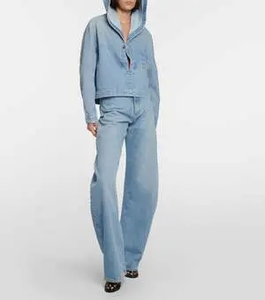 Alaïa Cropped Hooded Denim Jacket