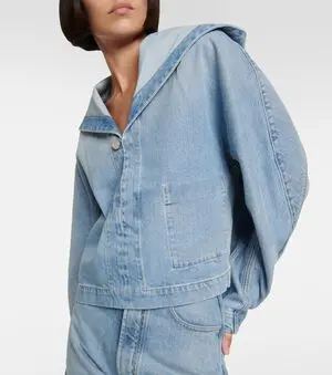 Alaïa Cropped Hooded Denim Jacket
