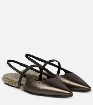 Brunello Cucinelli Gold Tone Flats For Women