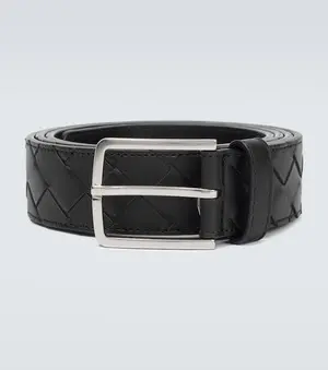 Bottega Veneta Intrecciato Leather Belt - Black