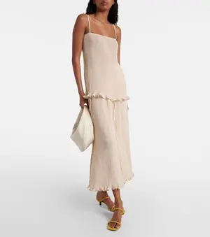 TOTEME Plissé High-rise Maxi Skirt - Beige