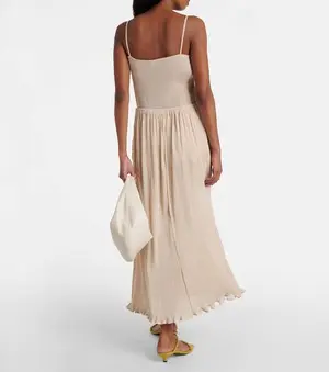 TOTEME Plissé High-rise Maxi Skirt - Beige