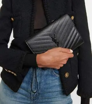 Saint Laurent Cassandre Matelasse Leather Clutch - Black