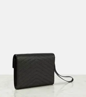 Saint Laurent Cassandre Matelasse Leather Clutch - Black